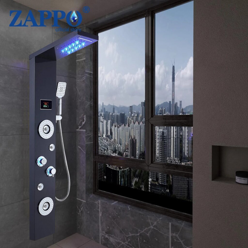 Rainfall Shower Panel LED Massage Body Jets