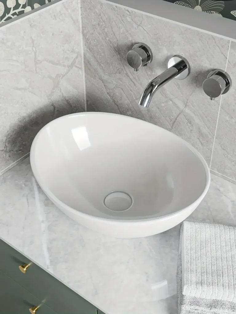 Egg Shaped White Ceramic Bathroom Sink